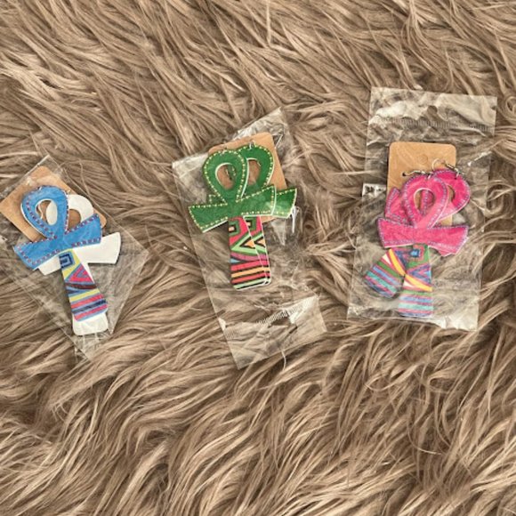 Jewelry | 3 Wooden Pair Of Ankh Earrings | Poshmark